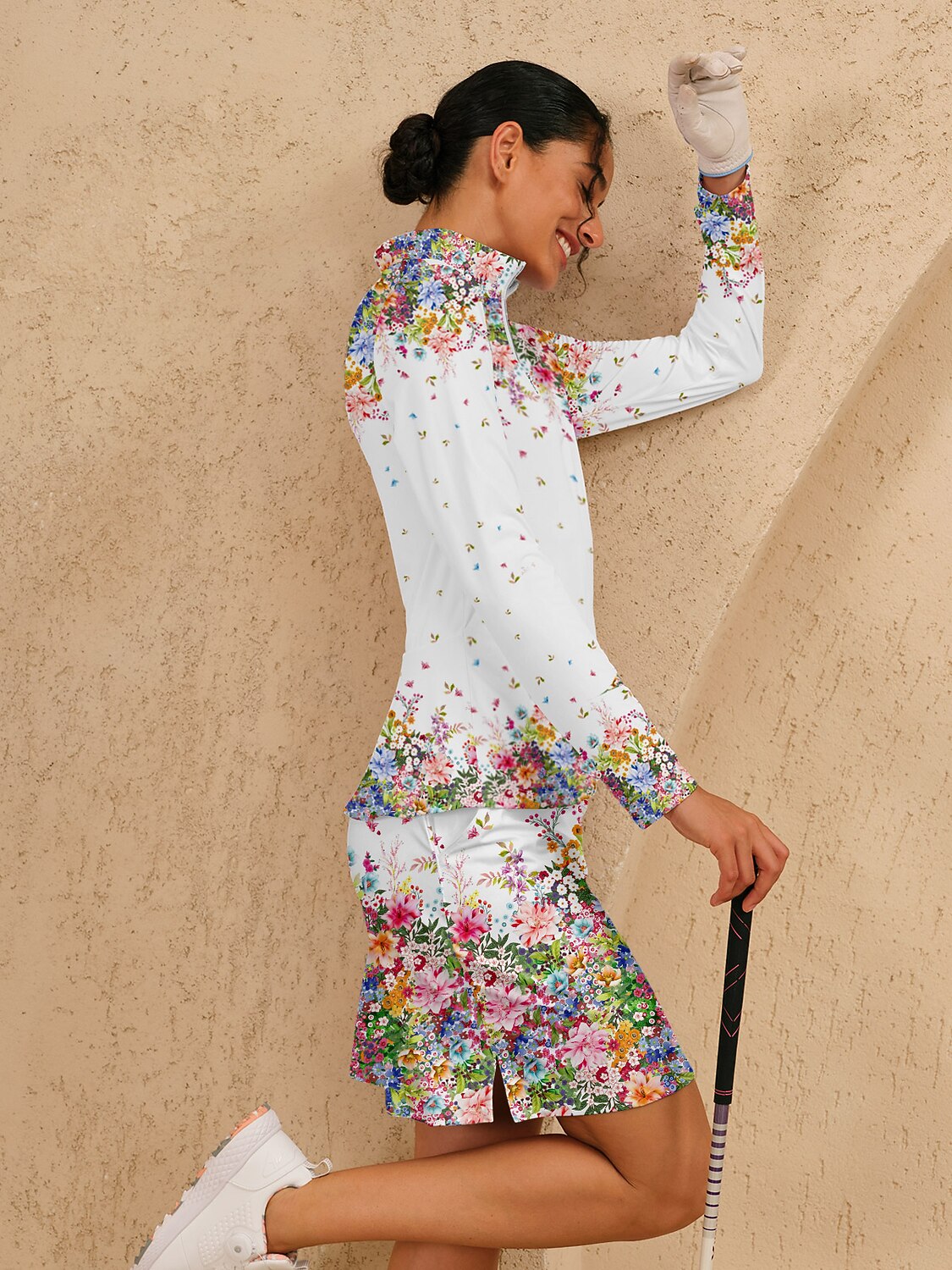Botanical Energy Silky Ruffle Golf Shirt Quarterzip UPF50+ – Acegolfs
